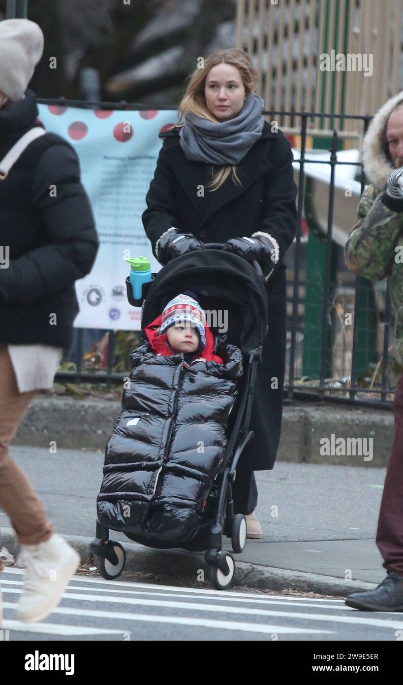 Jennifer Lawrence out for an early evening walk with her son Cy Maroney ...