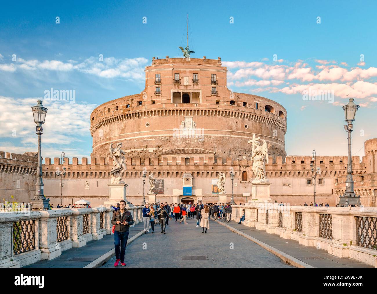 Ponte Sant'Angelo (originally the Aelian Bridge) with the Mausoleum of ...