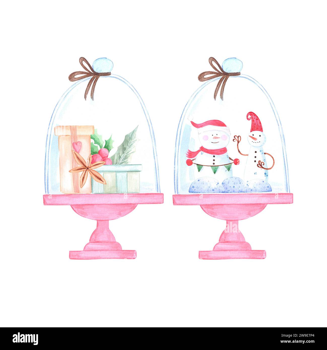 Hand drawn watercolor snow globe with presents. Christmas illustration ...