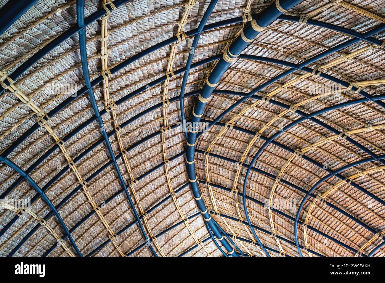 Beautiful thatched roof surface detail of mixed materials pattern ...