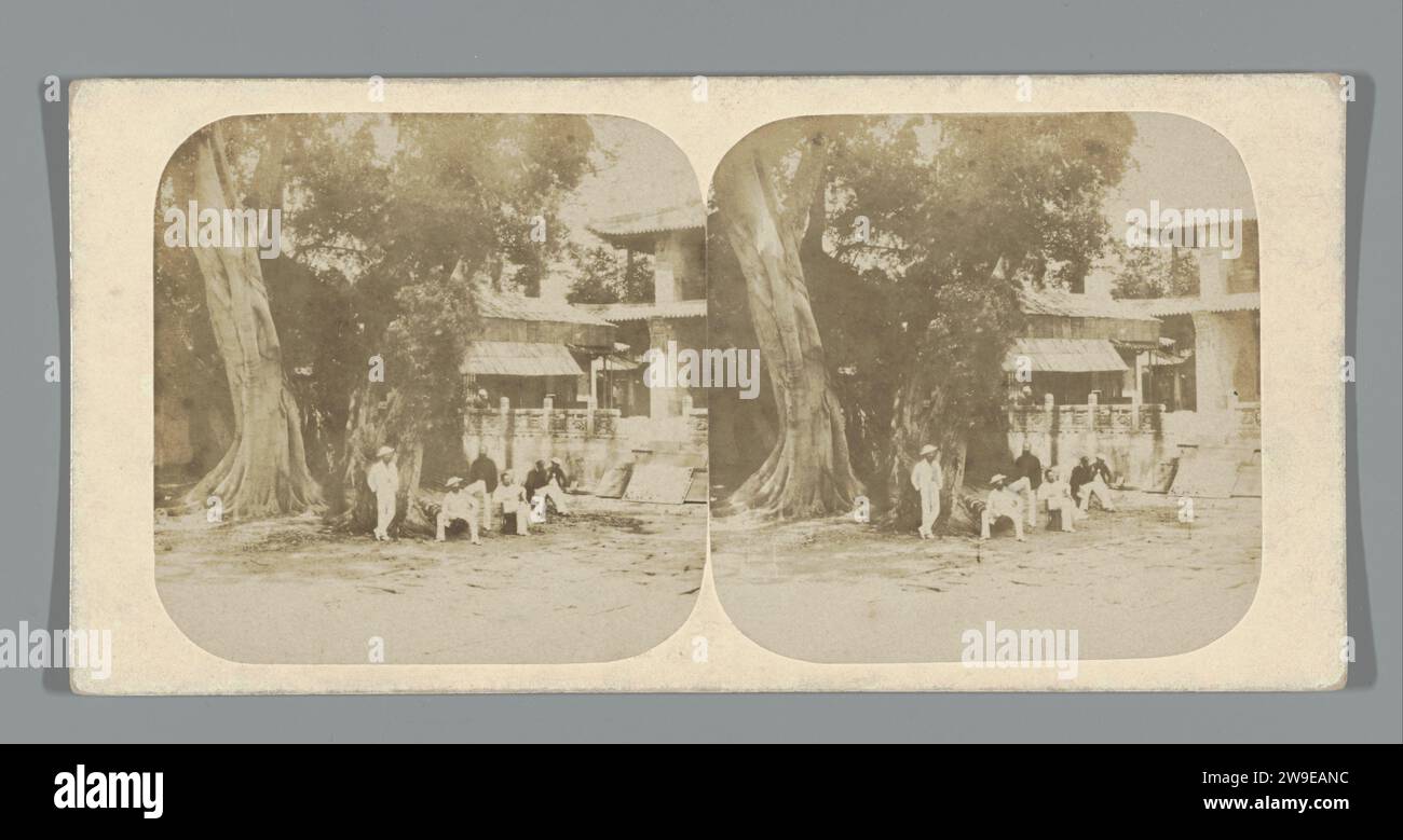 Canton, Group of British Officers inthe garden of the allied ...