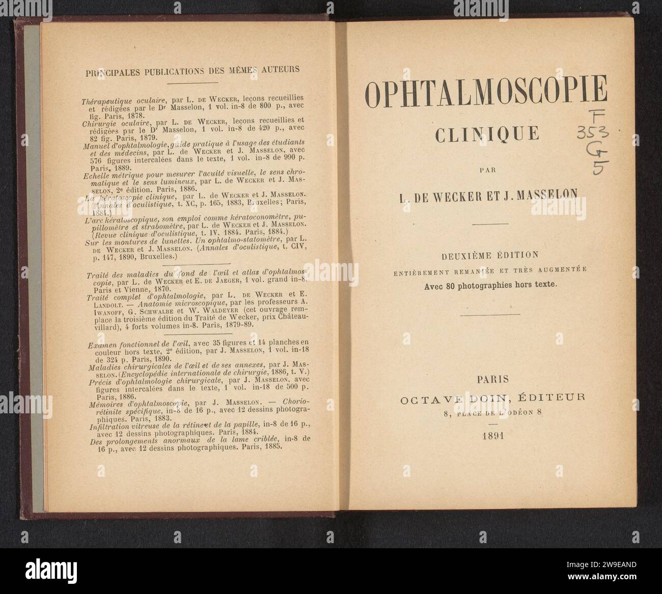 Clinical ophthalmoscopy, Louis de Wecker, 1891 book Paris paper. linen ...