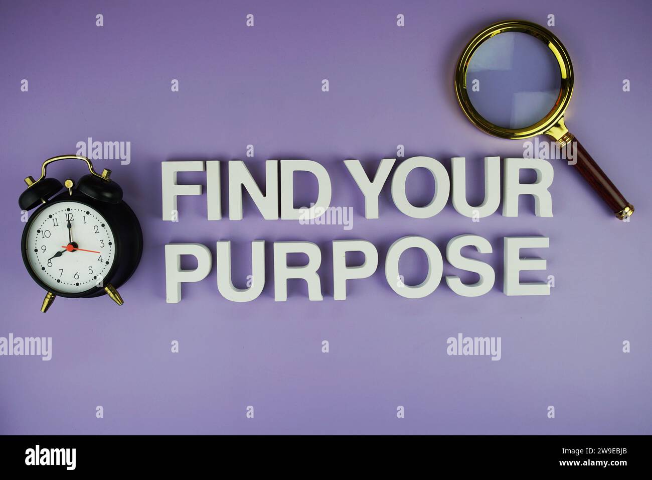 Find Your Purpose alphabet letters with magnifying glass, business and ...