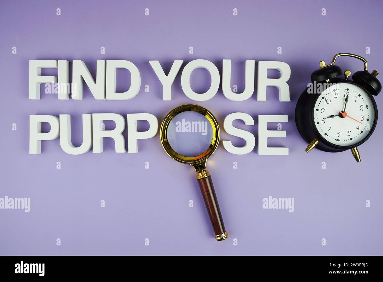 Find Your Purpose alphabet letters with magnifying glass, business and ...