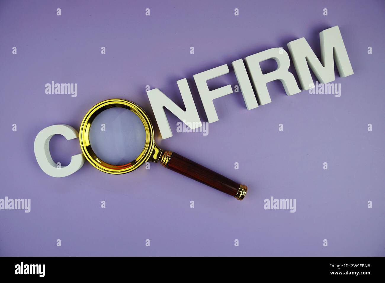 Confirm alphabet letters with magnifying glass, business and education ...