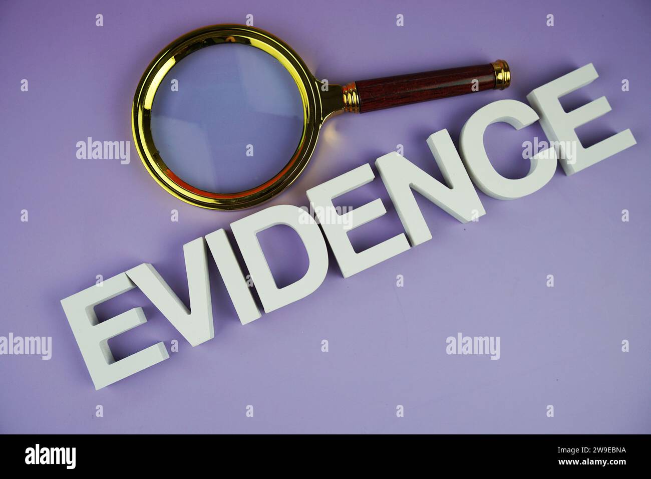 Evidence alphabet letters with magnifying glass, business and education ...