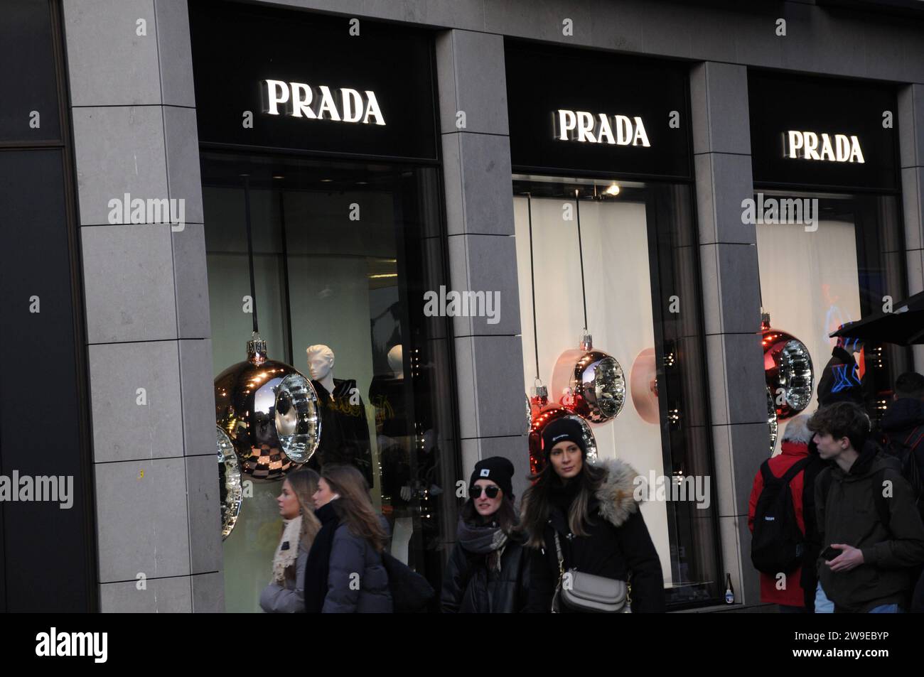 Copenhagen, Denmark /27 December 2023/.Prada store on stroeget in ...