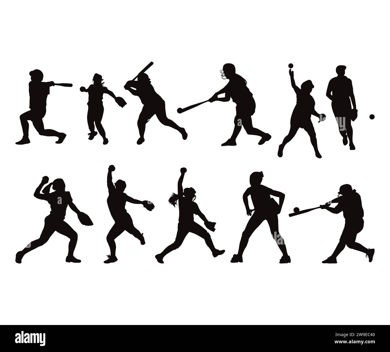 Softball Women Baseball Girls Pitcher Softball Silhouettes Softball