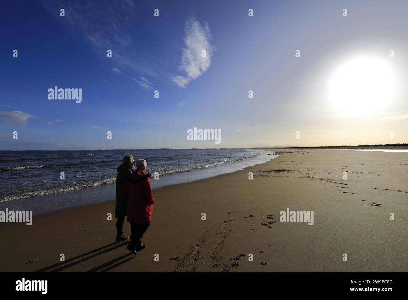 The big sandy beach at Dornoch village, East coast of Sutherland ...