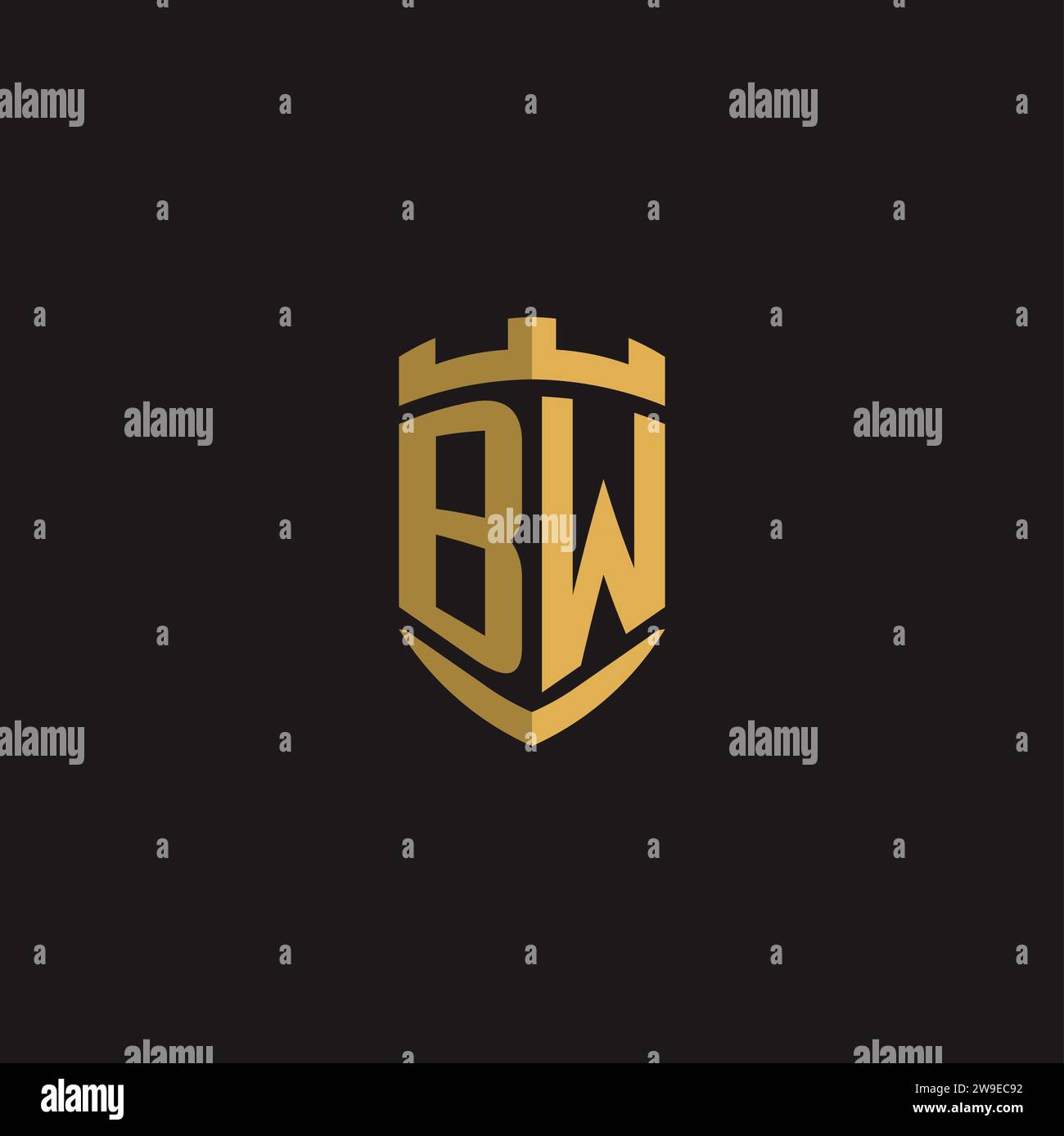 Initials BW logo monogram with shield style design vector graphic Stock ...