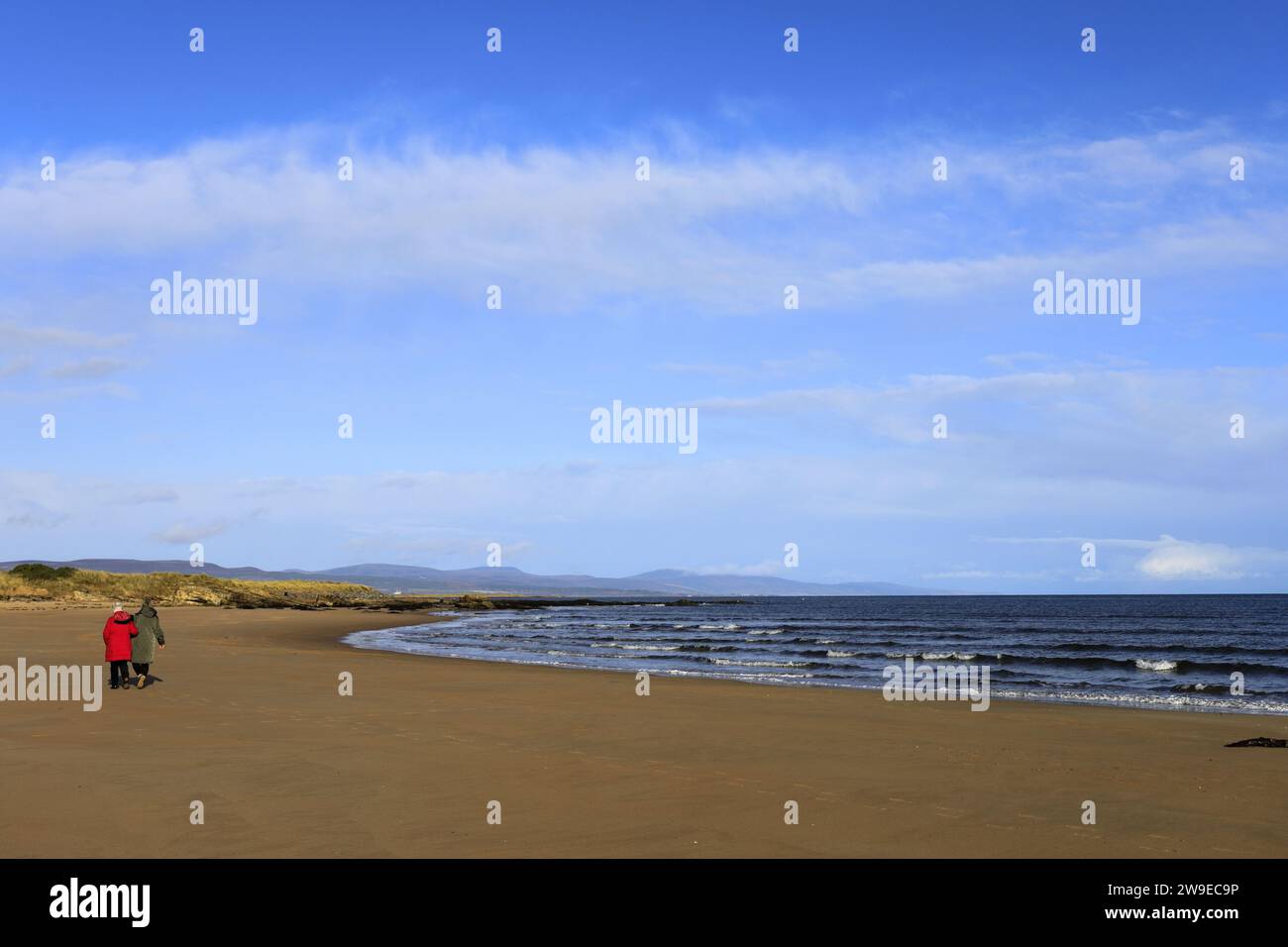 The big sandy beach at Dornoch village, East coast of Sutherland ...