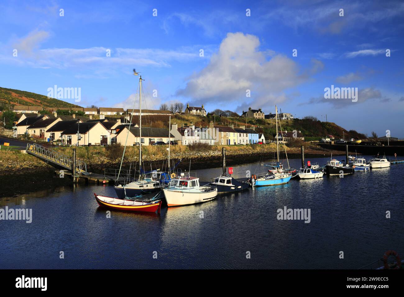 Fishing boats in the Harbour at Helmsdale village, east coast of ...