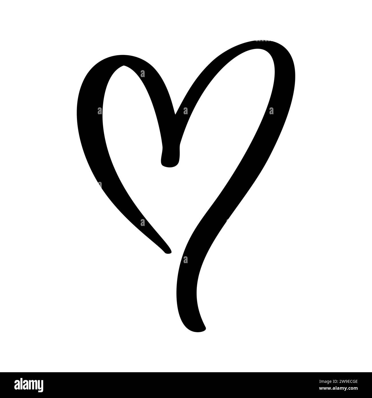 Love Vector black Heart shape frame with brush painting icon. doodle ...