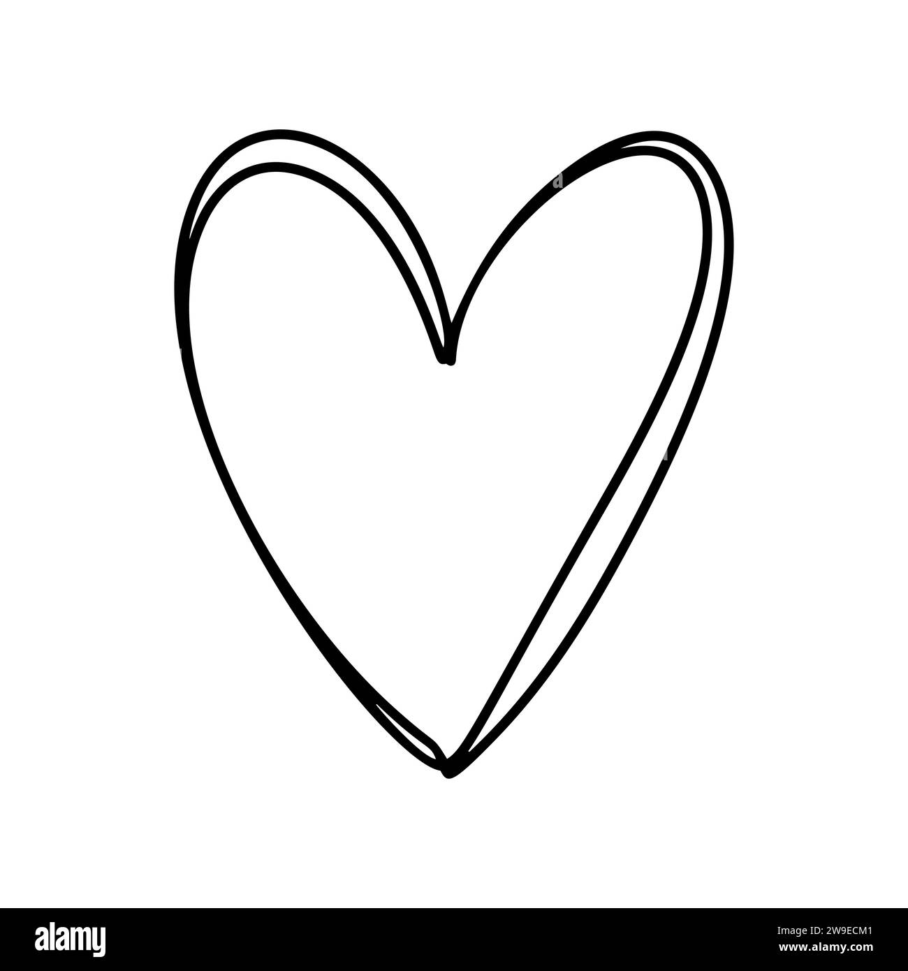 Love heart vector line illustration. Black outline. Element for ...