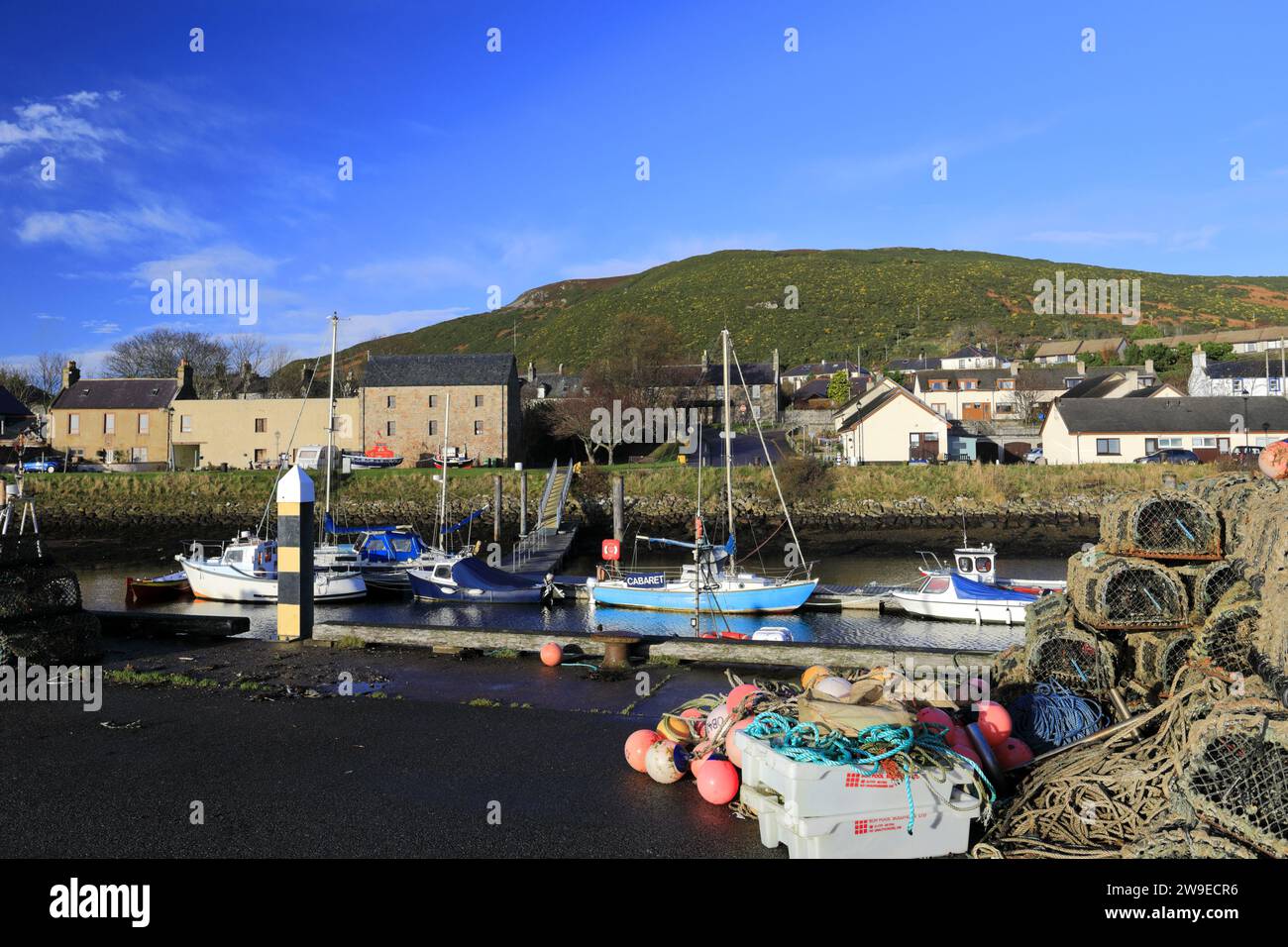 Fishing boats in the Harbour at Helmsdale village, east coast of ...