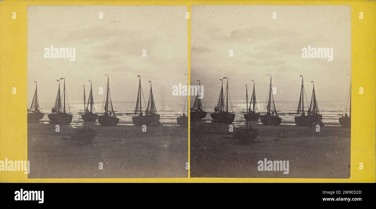 Fishing boats on the beach, 1865 stereograph paper. photographic support albumen print ships ...