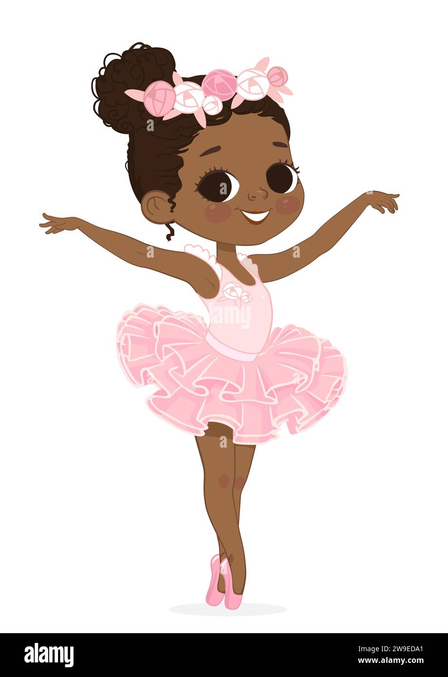 Cute Ballerina Girl Dancing. Little Ballerina in a Pink Tutu Dress and ...