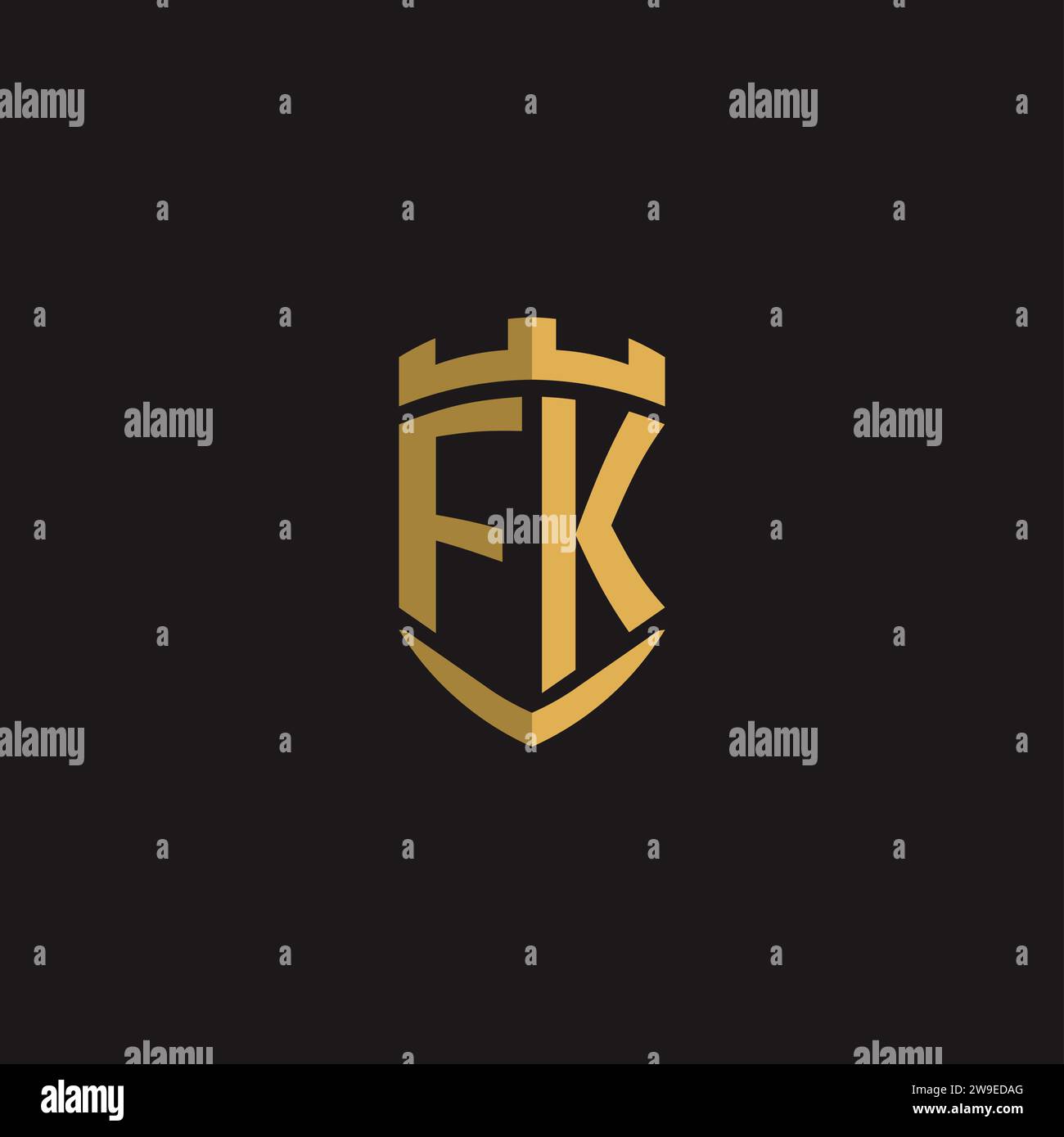 Initials FK logo monogram with shield style design vector graphic Stock ...