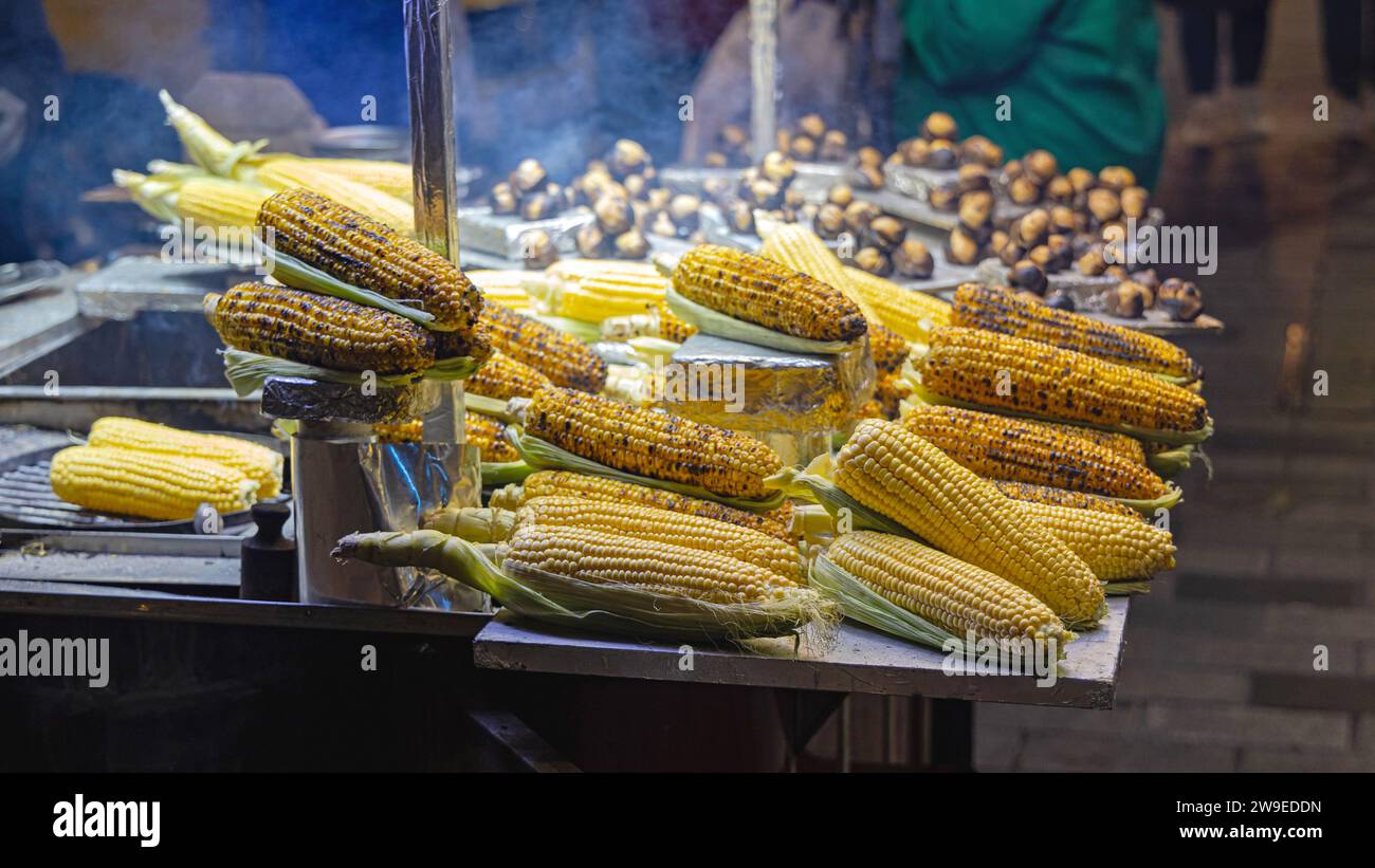 Grilled Corn on Cob at Street Stall Night Market Stock Photo - Alamy