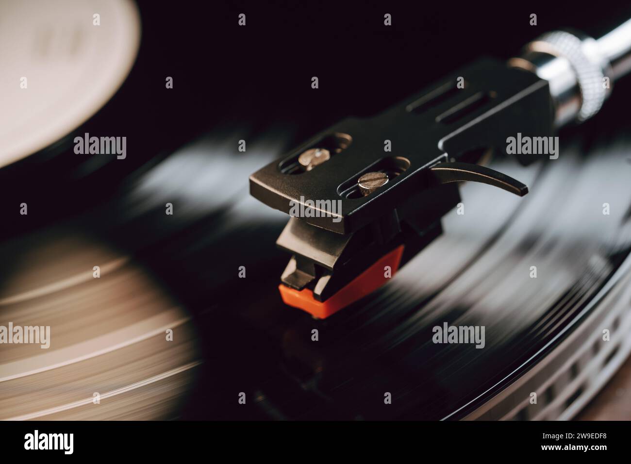 Hypnotic spin of vinyl disc. Timeless cinematic charm of analog music ...