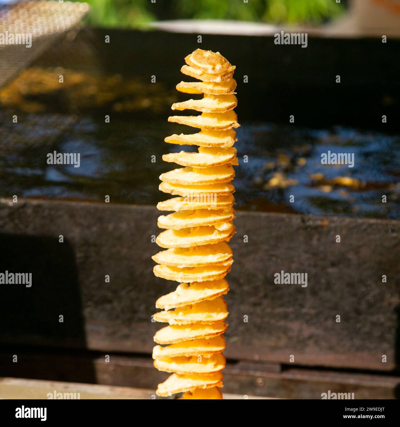 Twist potato in a street food stall in Ueno Park in Tokyo Stock Photo ...