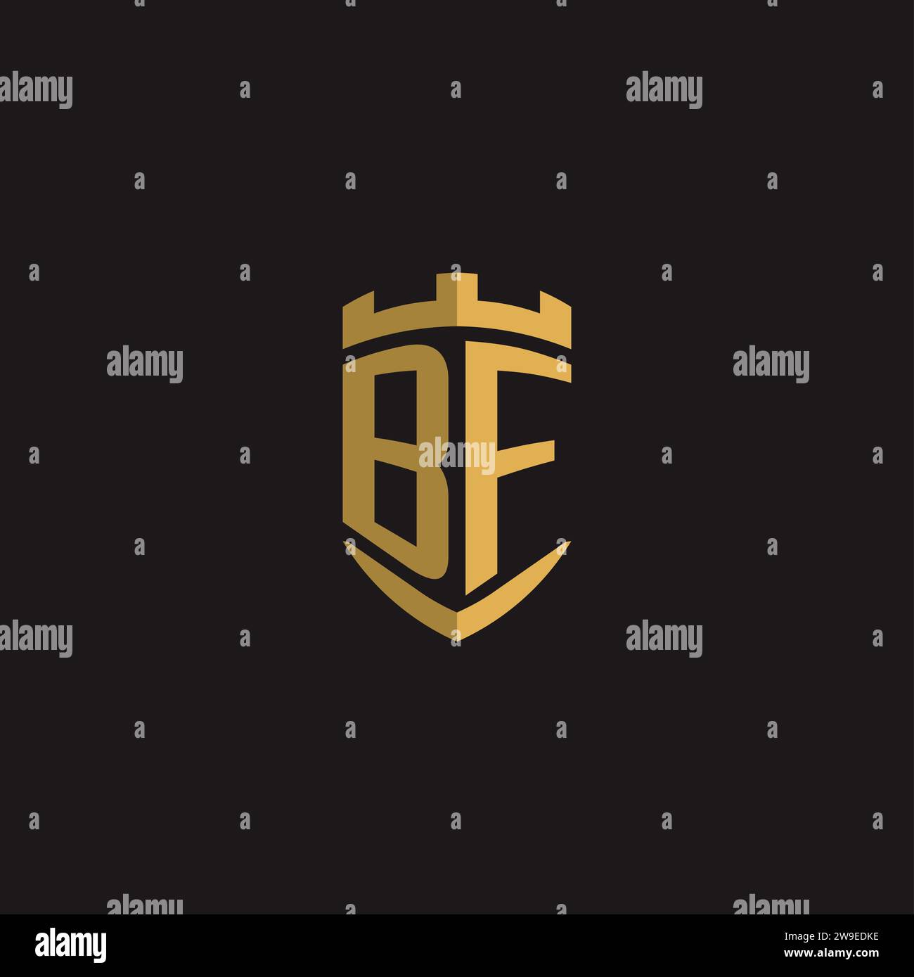 Initials BF logo monogram with shield style design vector graphic Stock ...