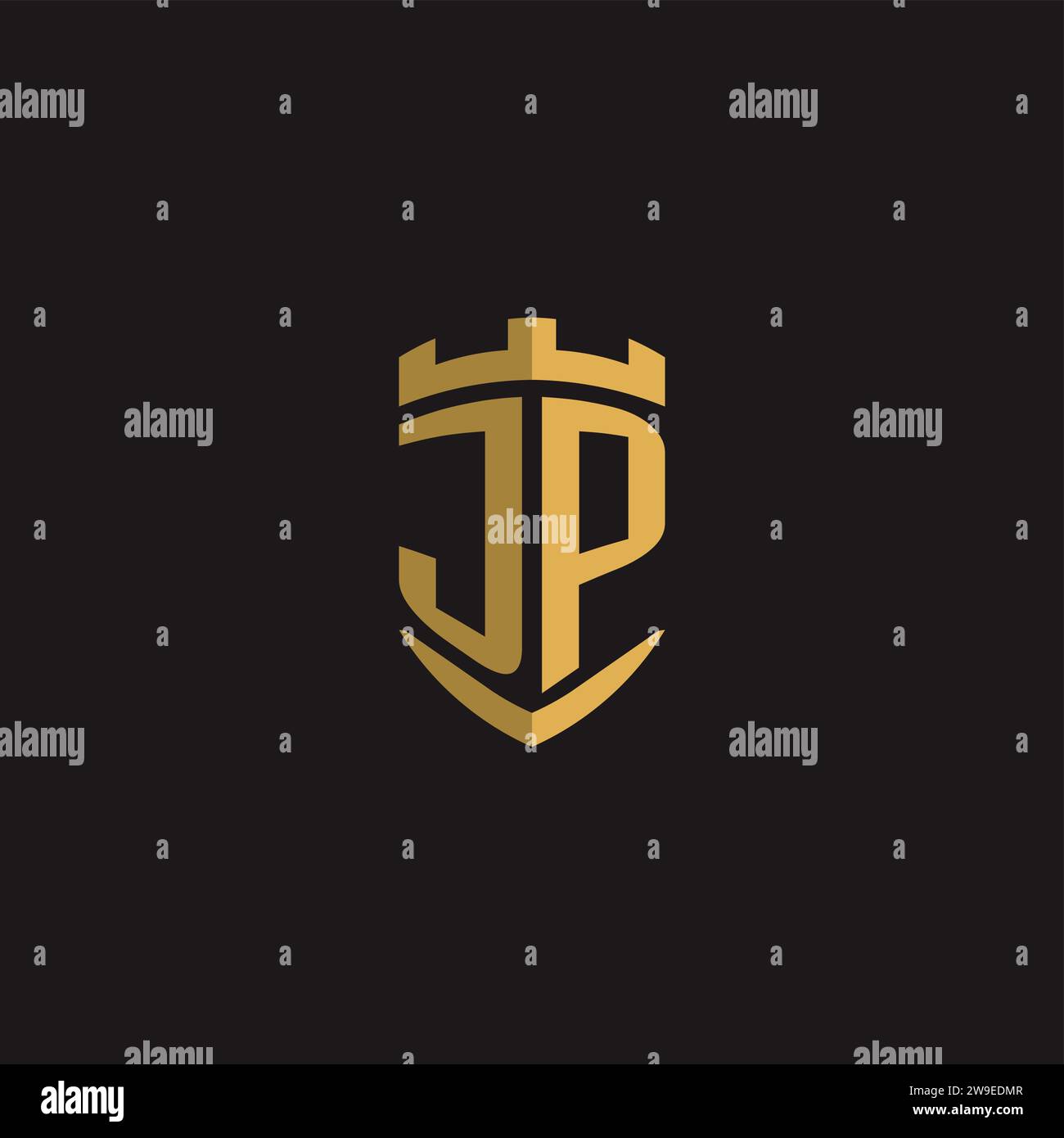 Initials JP logo monogram with shield style design vector graphic Stock ...