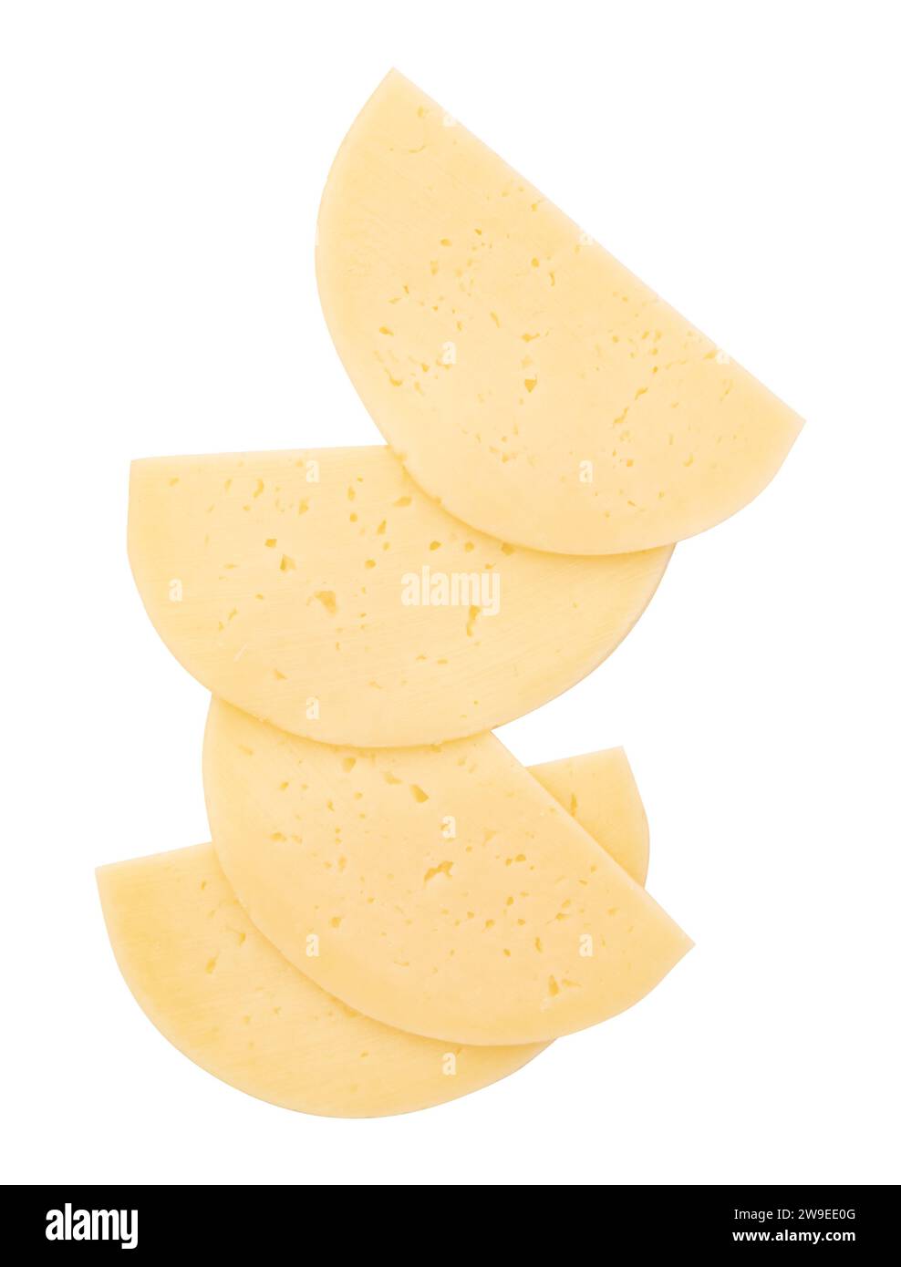 slices of cheese isolated on white background with clipping path, round ...