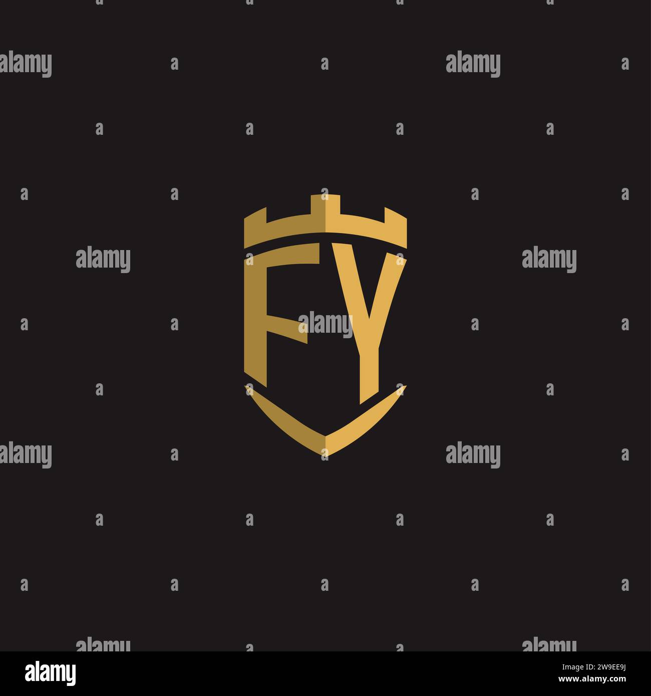 Initials FY logo monogram with shield style design vector graphic Stock ...
