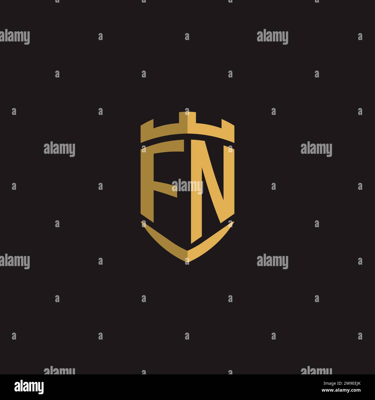 Initials FN logo monogram with shield style design vector graphic Stock ...