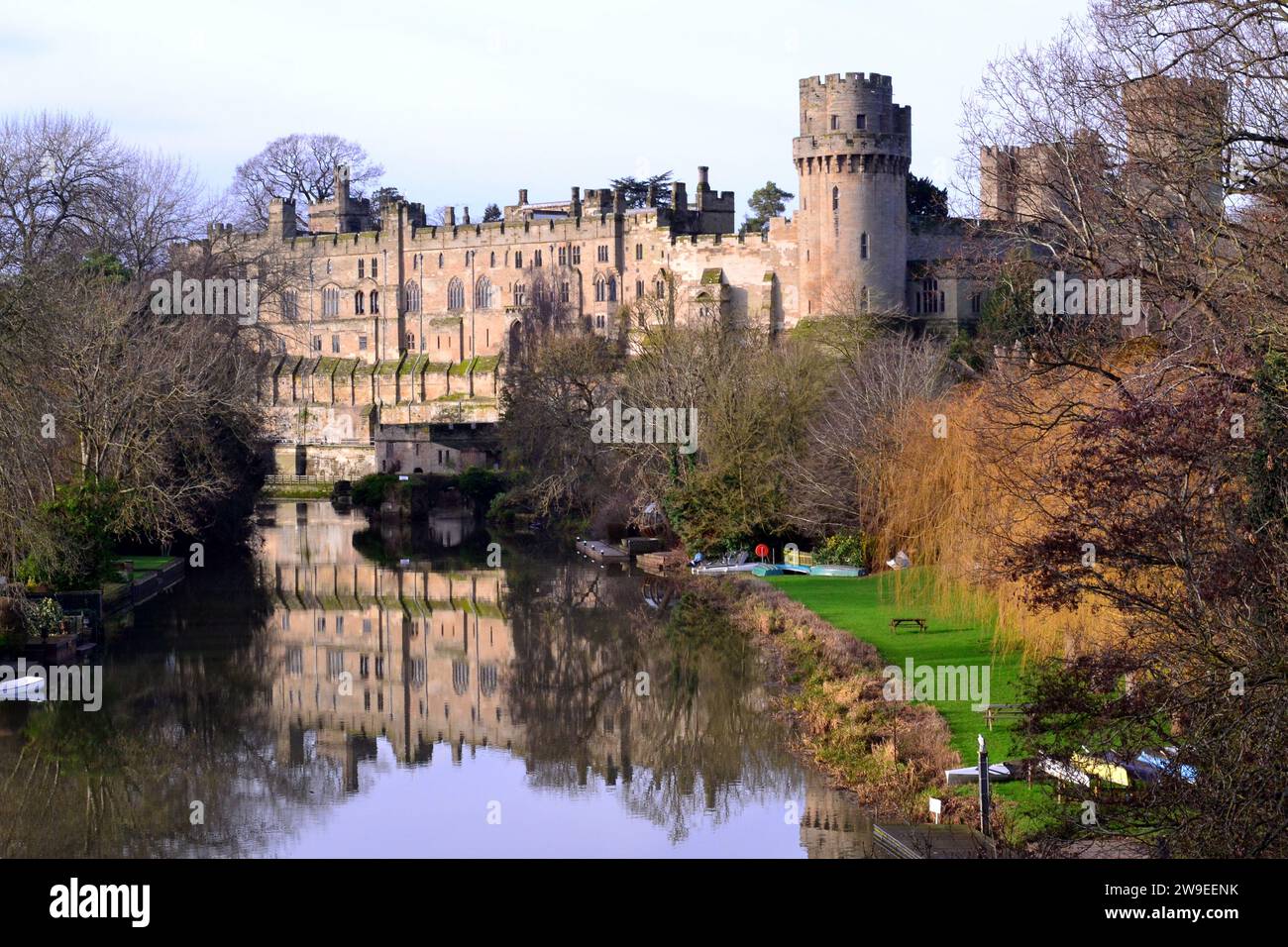 Exterior of Warwick Castle , Warwickshire, United Kingdom, turret ...