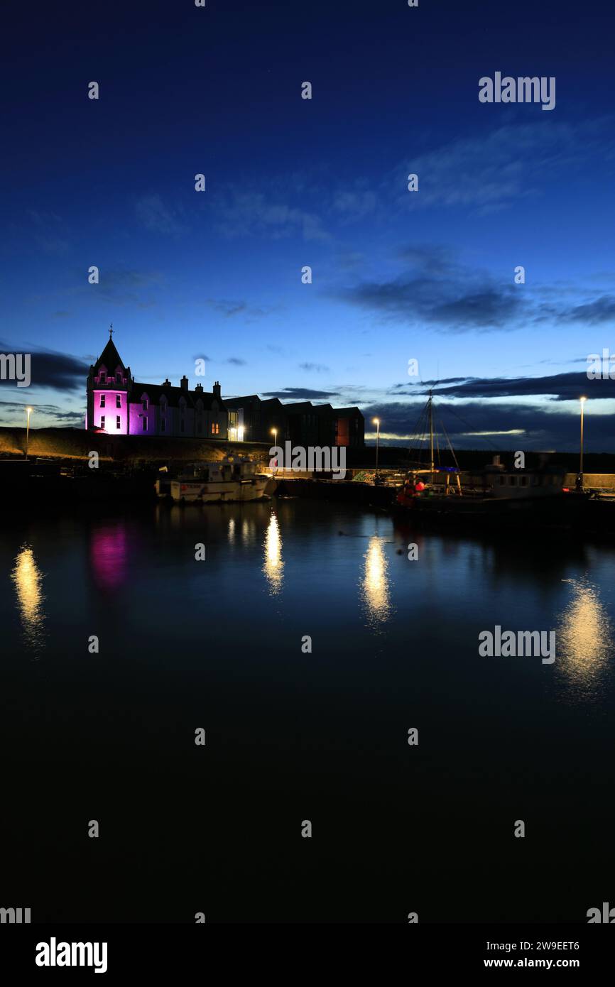 Fishing boats in the harbour at John O Groats village, North coast of ...