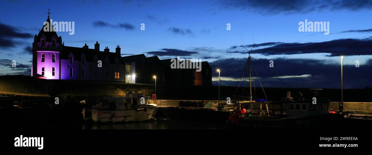 Fishing boats in the harbour at John O Groats village, North coast of ...
