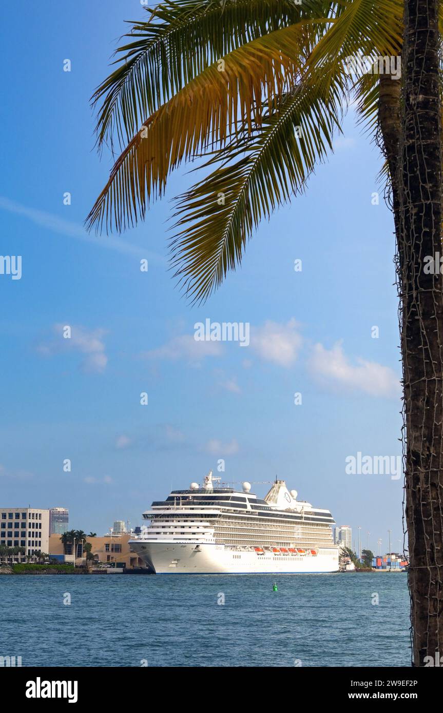 Miami, Florida, USA - 3 December 2023: Cruise ship Marina docked in the ...