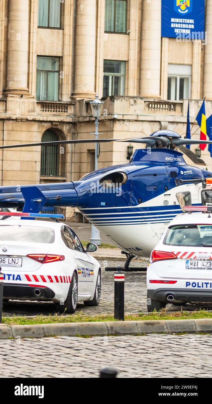 Romanian Police Car in traffic during rush hour in Bucharest Stock ...