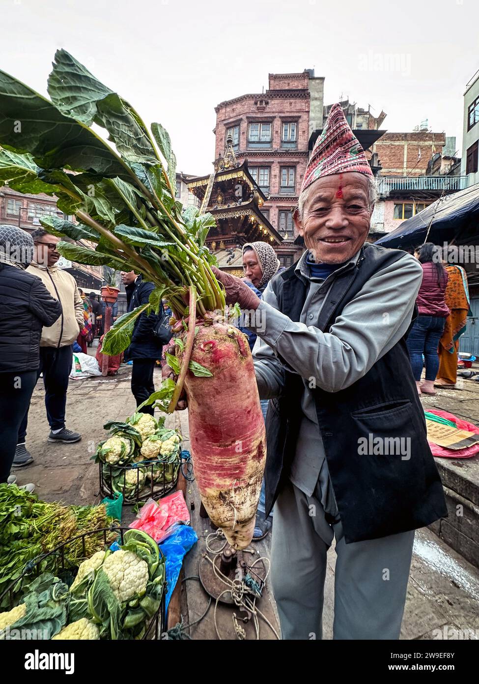 Kathmandu, Bagmati, Nepal. 27th Dec, 2023. A farmer from Bhaktapur ...