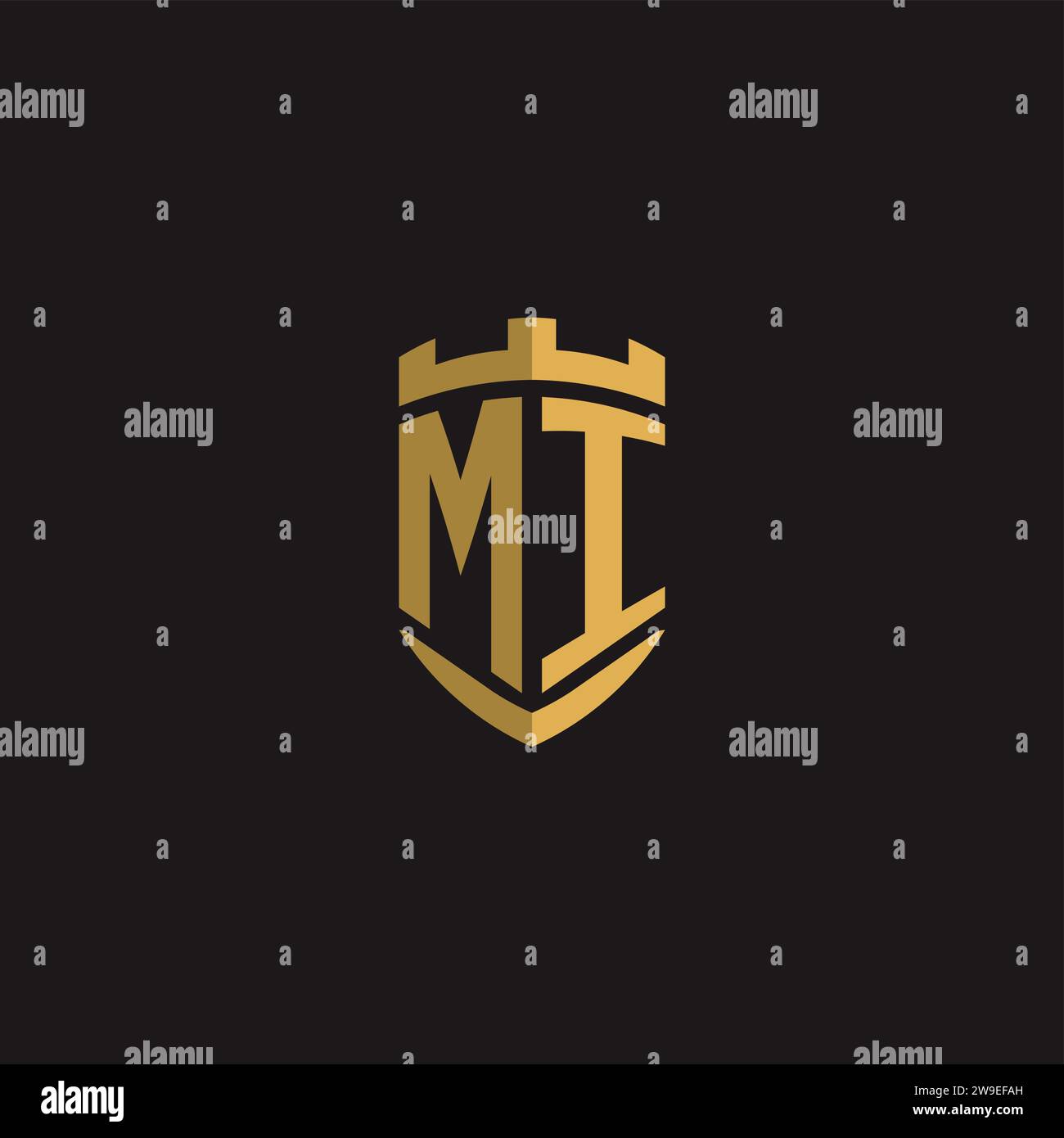 Initials MI logo monogram with shield style design vector graphic Stock ...