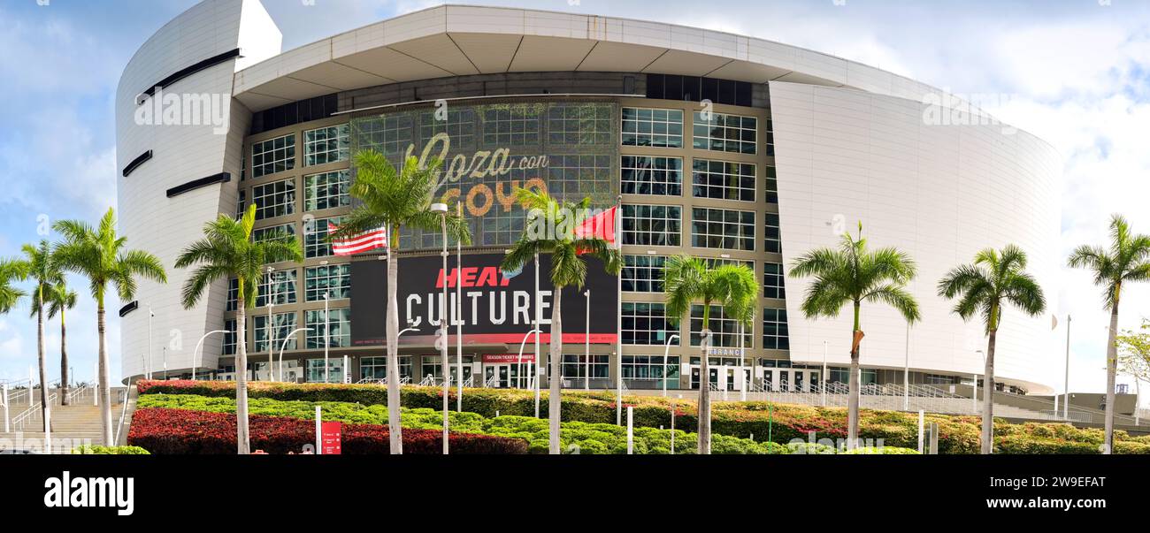 Miami, Florida, USA - 1 December 2023: Front exterior panoramic view of ...