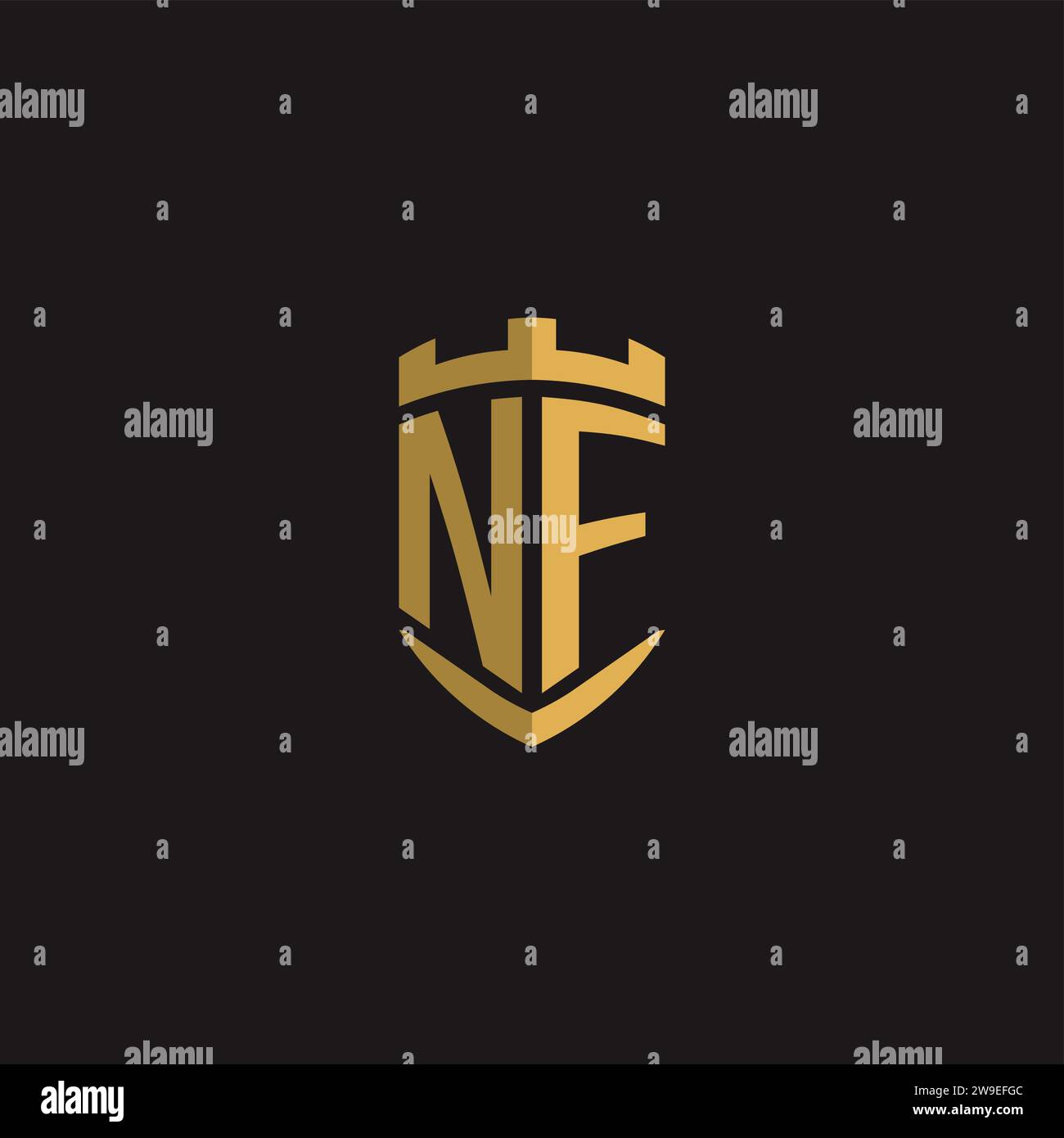 Initials NF logo monogram with shield style design vector graphic Stock ...