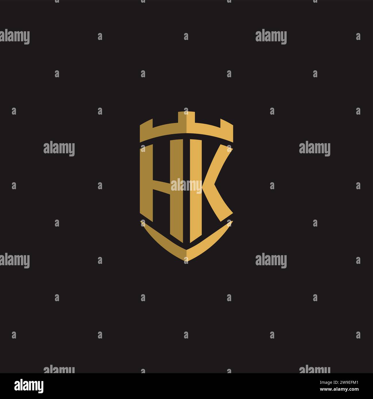 Initials HK logo monogram with shield style design vector graphic Stock ...