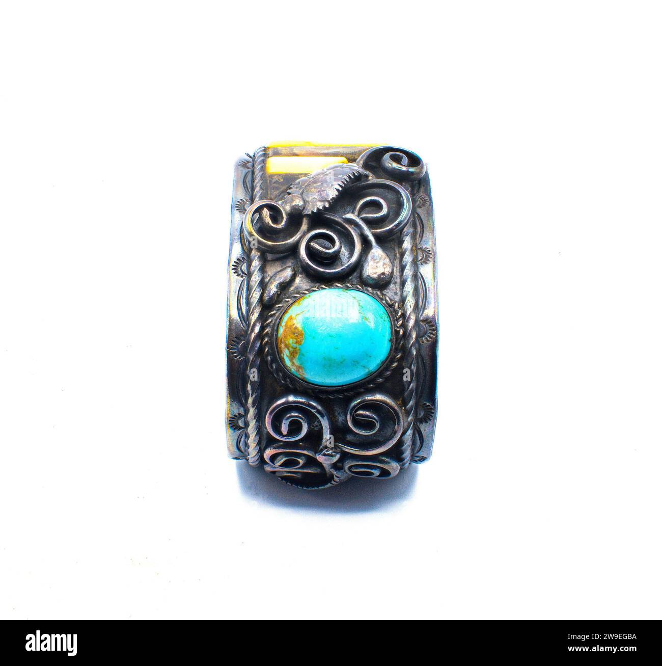 Vintage Silver Native American Turquoise stone Cuff Bracelet with bone ...