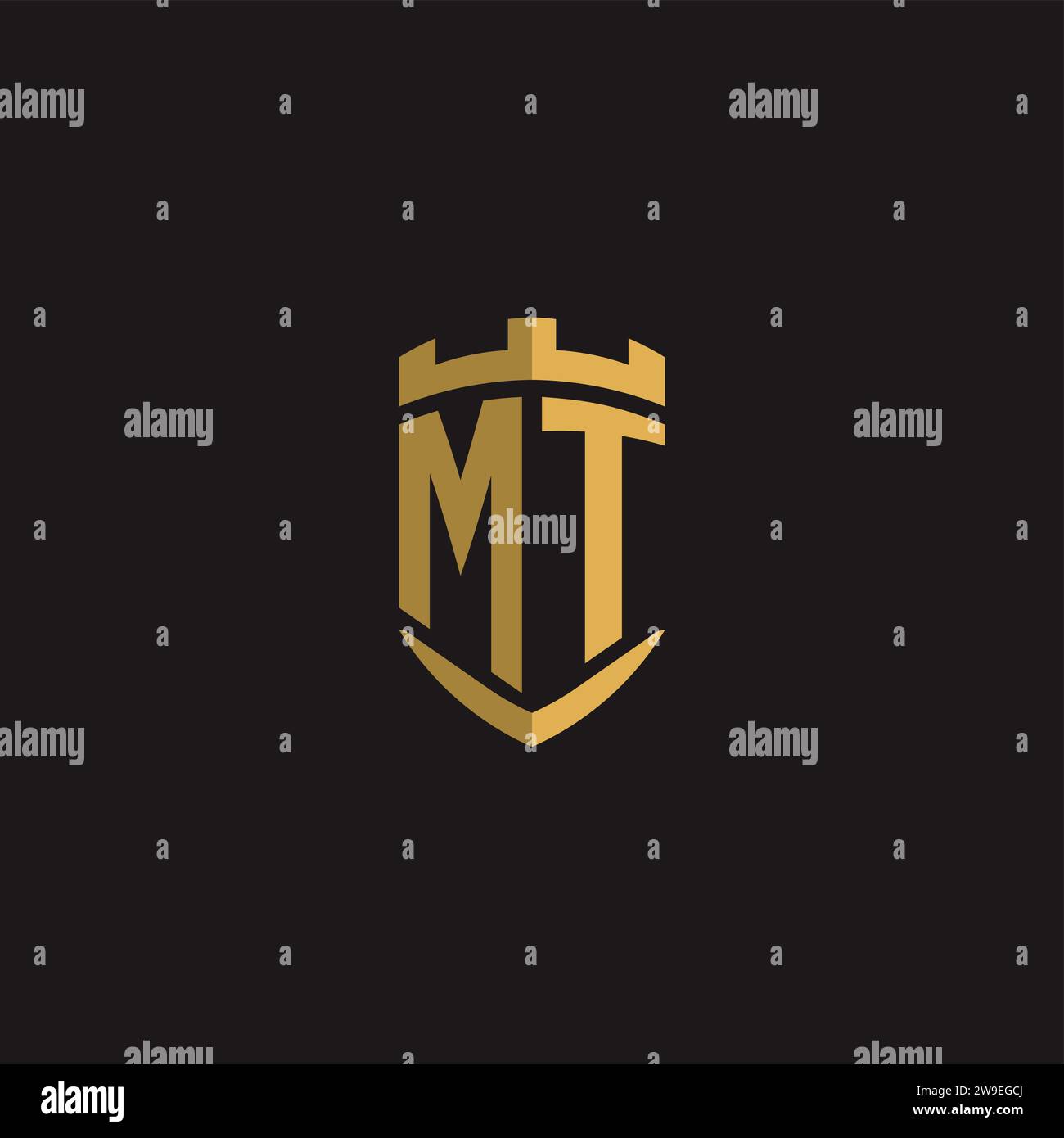 Initials MT logo monogram with shield style design vector graphic Stock ...