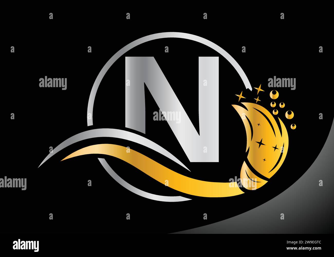 Letter N Cleaning logo, Cleaning brush logo Design Vector Template ...