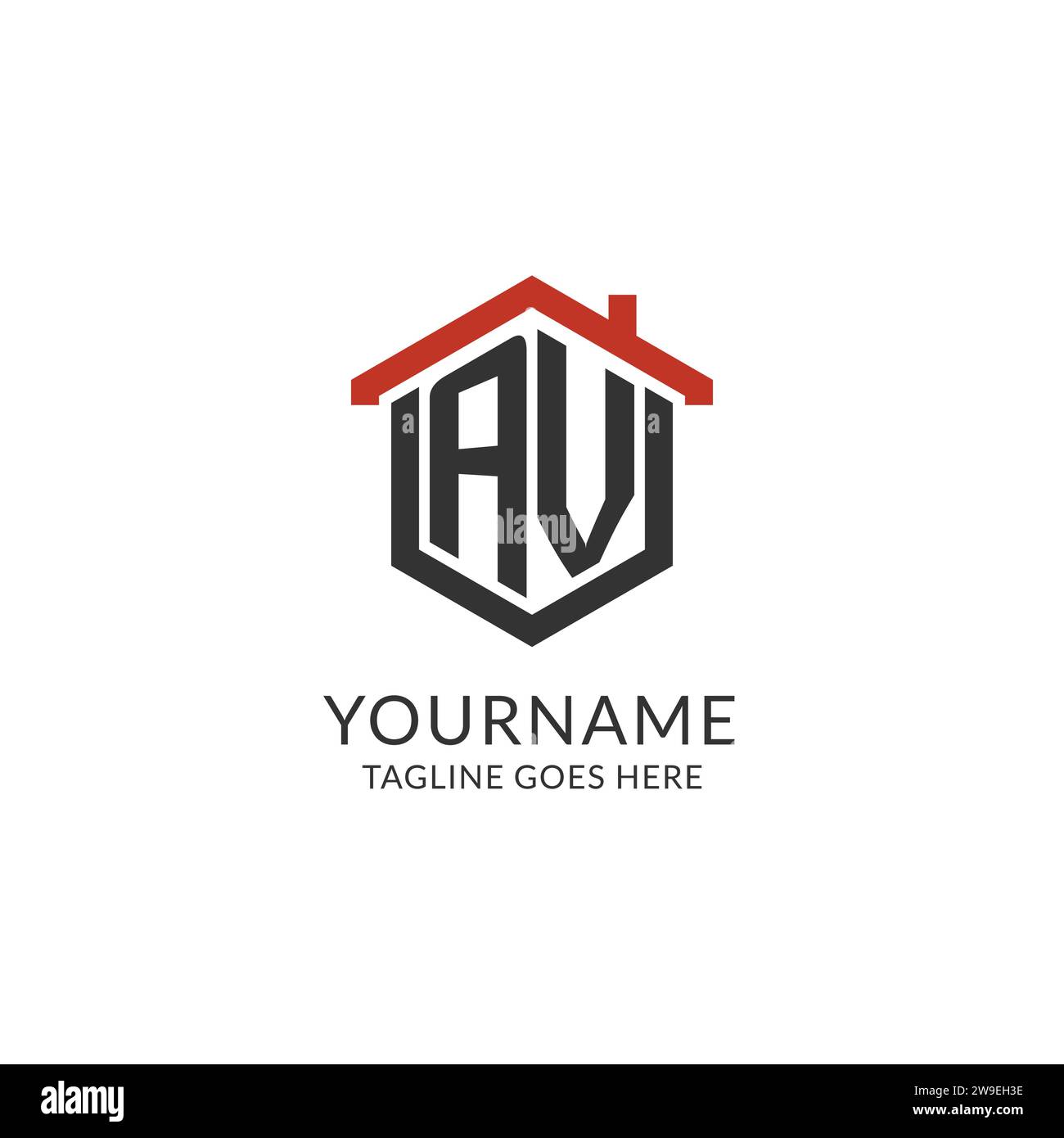 Initial logo AV monogram with home roof hexagon shape design, simple and minimal real estate ...