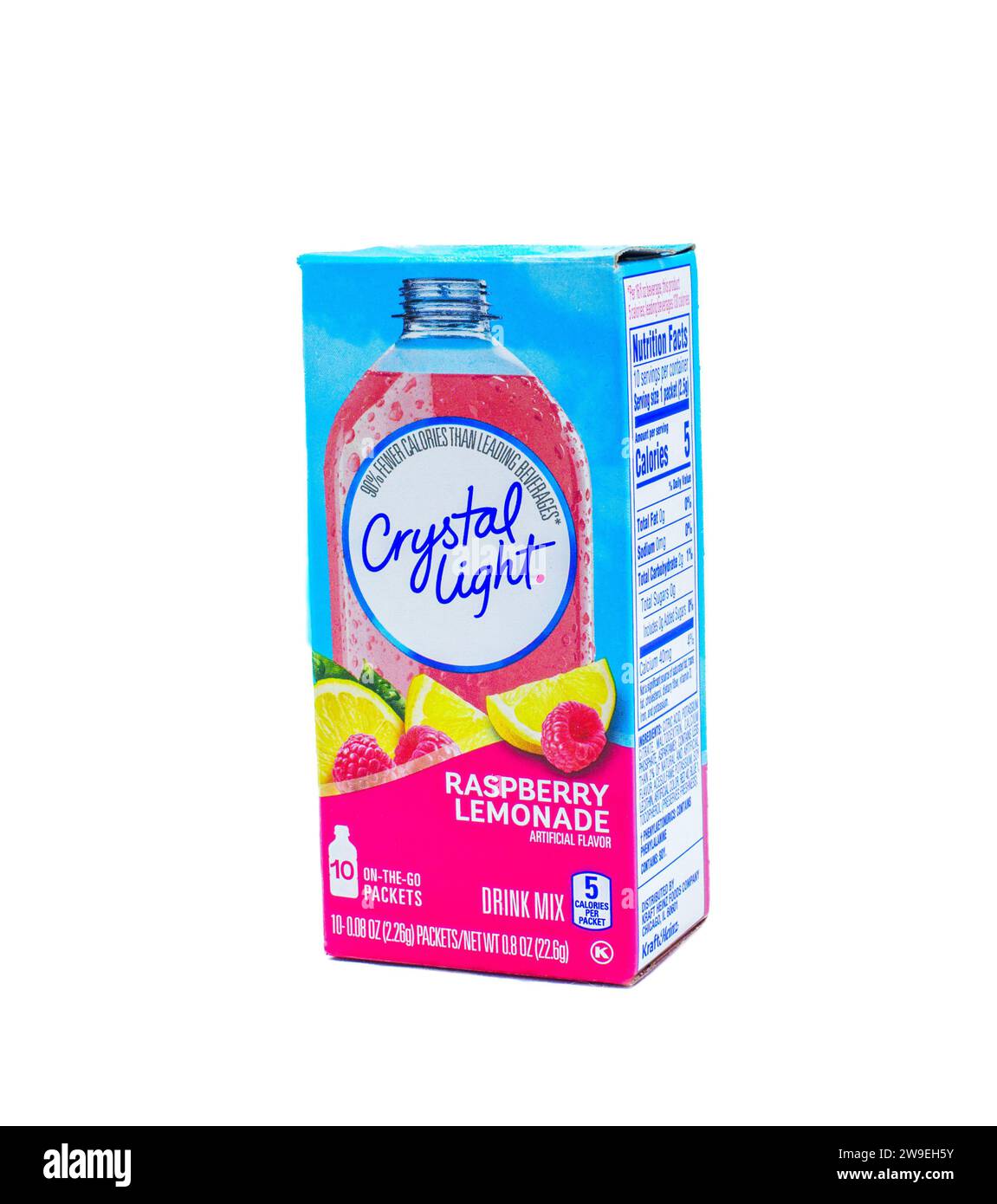 Ocala, Florida - November 22 2023 strawberry lemonade flavor Crystal Light drink mix to flavor ...