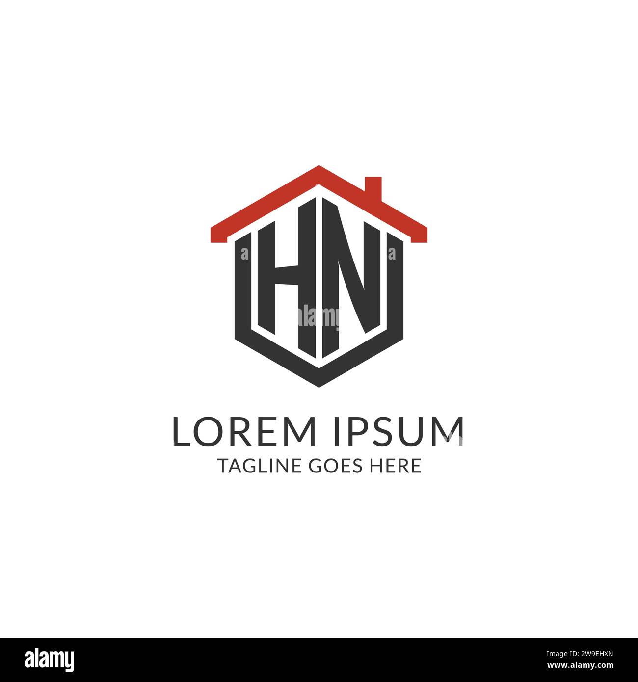 Initial logo HN monogram with home roof hexagon shape design, simple ...