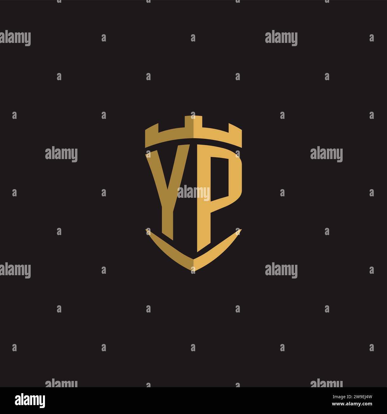 Initials YP logo monogram with shield style design vector graphic Stock ...