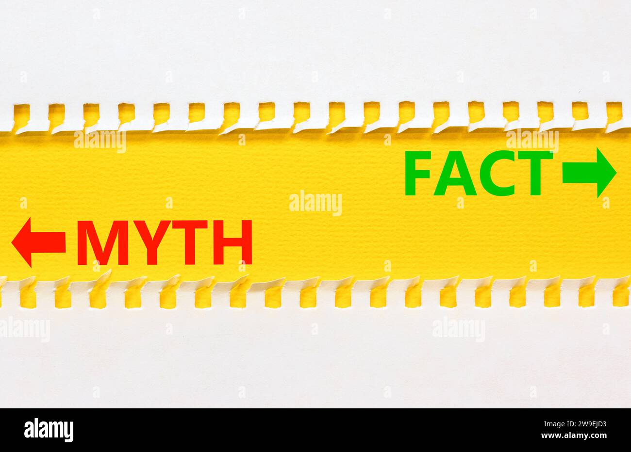 Fact or myth symbol. Concept word Myth and Fact on beautiful yellow ...