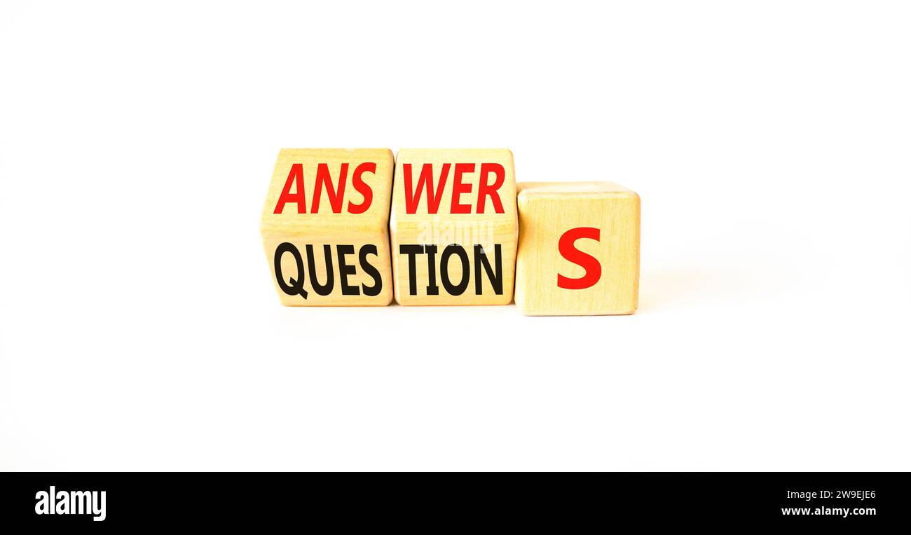 Q and A questions and answers symbol. Turned wooden cubes and changed ...