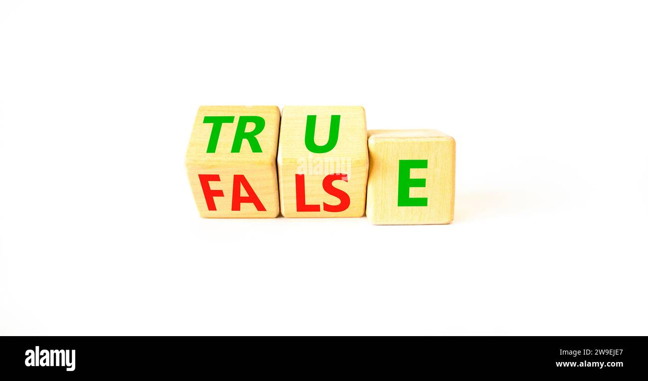False or true symbol. Turned wooden cubes and changed the word false to ...